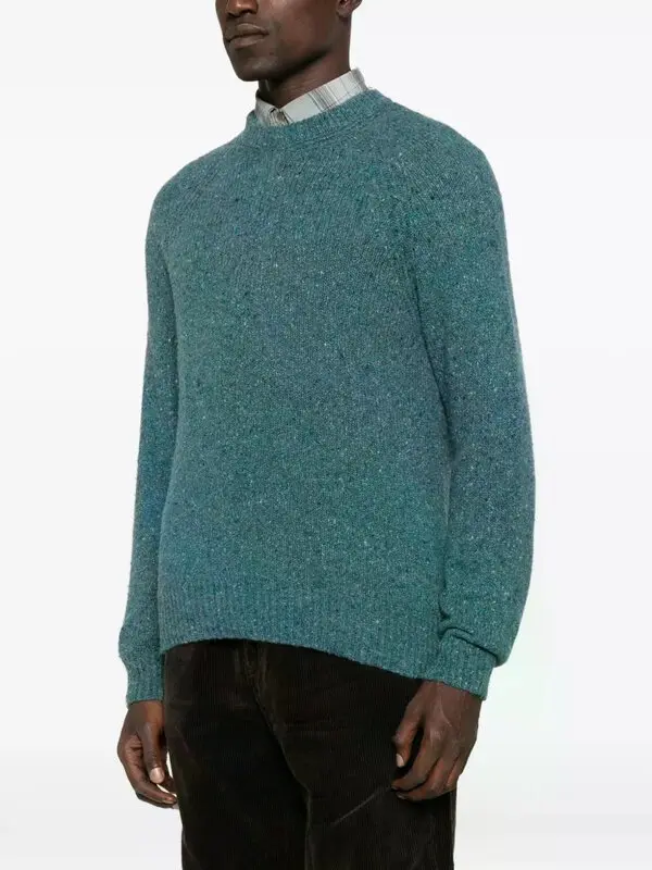 Canali Speckled Crew Neck Sweater - Blue