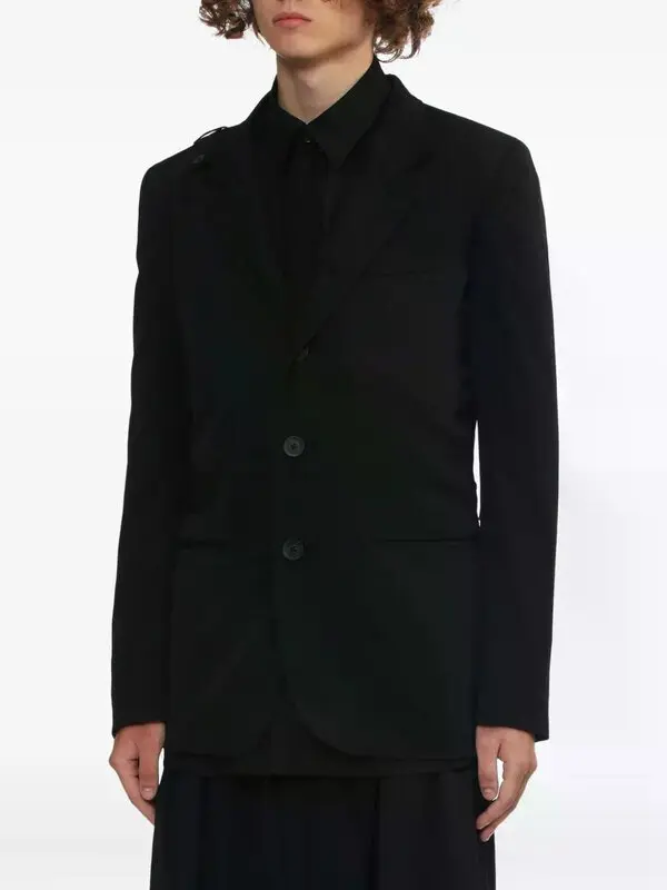 Yohji Yamamoto Notched Shoulder-detail Wool Blazer