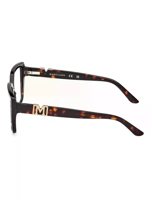 Guess Square Frame Eyeglasses With Embellished Detail - Black