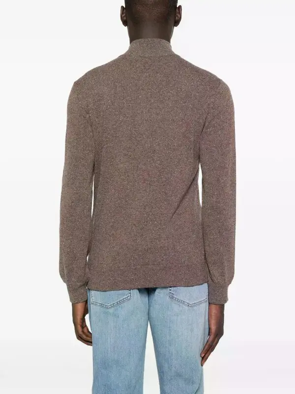 Canali Half-zip Wool Sweater - Brown