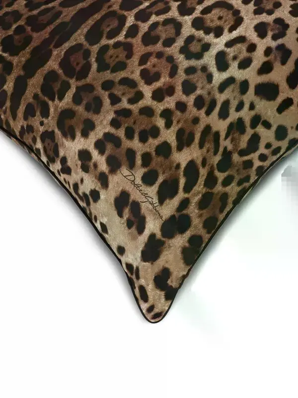 Dolce & Gabbana Leopard-print Silk Cushion - Brown
