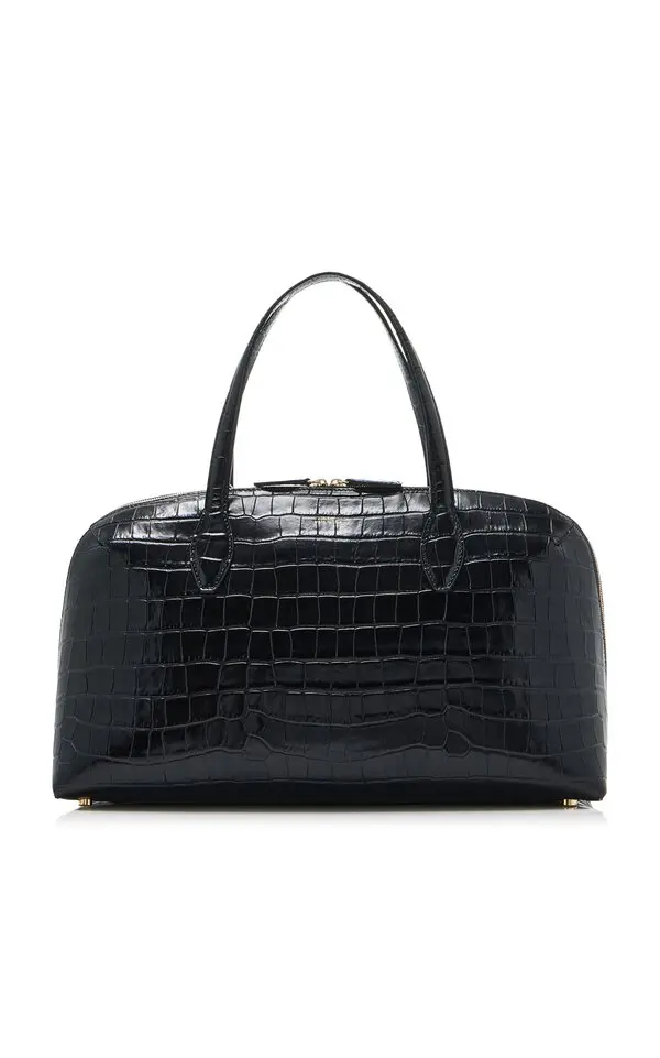 TOTEME Lounge Croc-embossed Leather Tote Bag - Black