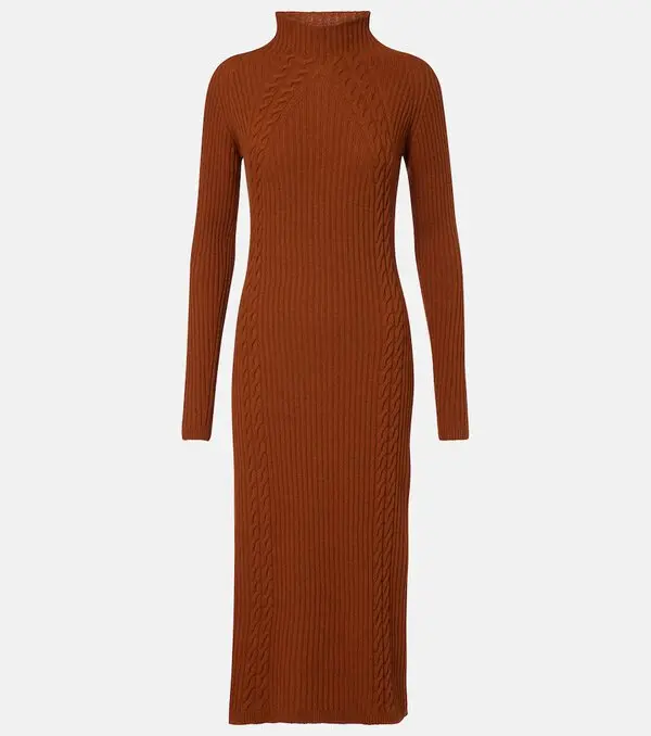 Max Mara Zelanda Wool-blend Midi Dress - Brown