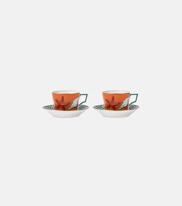 GINORI 1735 Il Viaggio Di Nettuno Set Of 2 Teacups And Saucers Luke Edward Hall - Multicoloured
