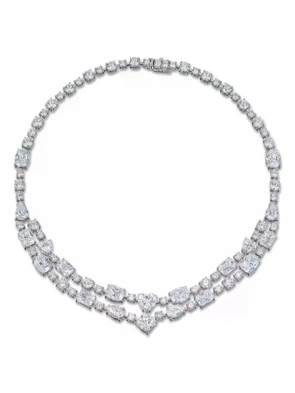 ANABELA CHAN Heart Diamond Choker Necklace In Rhodium Vermeil And 18k White Gold