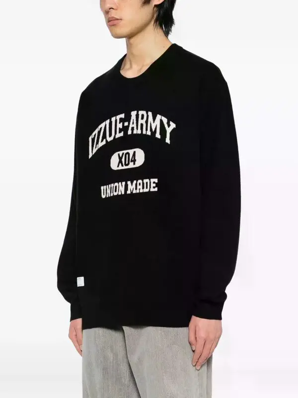 Izzue Logo Patch Crew Neck Jumper - Black