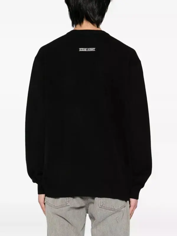 Izzue Logo Patch Crew Neck Jumper - Black