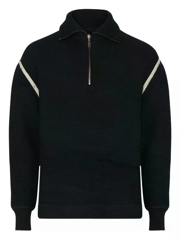 MAISON MARGIELA Half-zip Ribbed Knit Sweater With Elbow Patches
