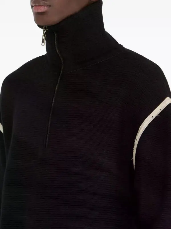 MAISON MARGIELA Half-zip Ribbed Knit Sweater With Elbow Patches