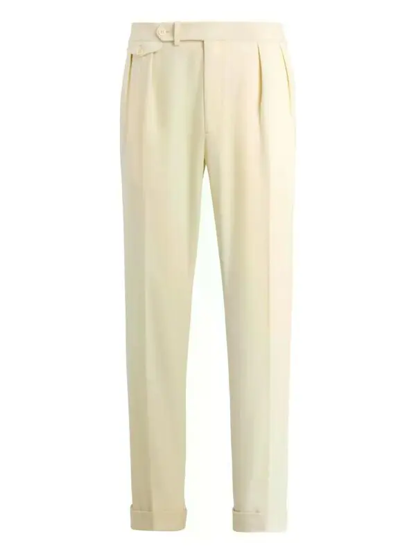 Ralph Lauren Purple Label Cream Pleated Wool Trousers - Neutrals