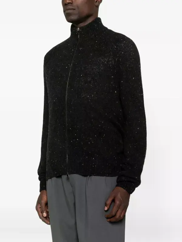 Canali Speckled Zip-up Cardigan