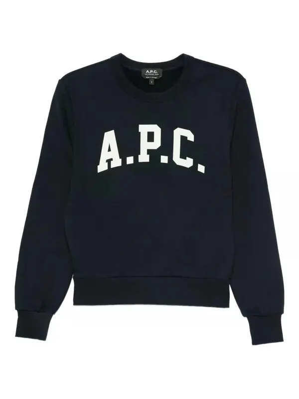 A.p.c. Logo-appliqué Crew Neck Sweatshirt - Blue