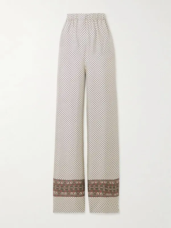 Loro Piana Valerio Printed Silk-twill Wide-leg Trousers - Neutrals