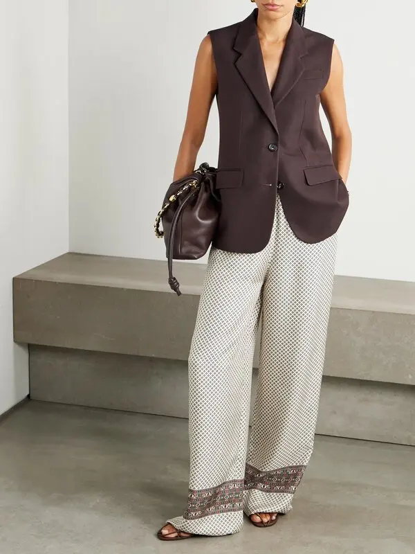 Loro Piana Valerio Printed Silk-twill Wide-leg Trousers