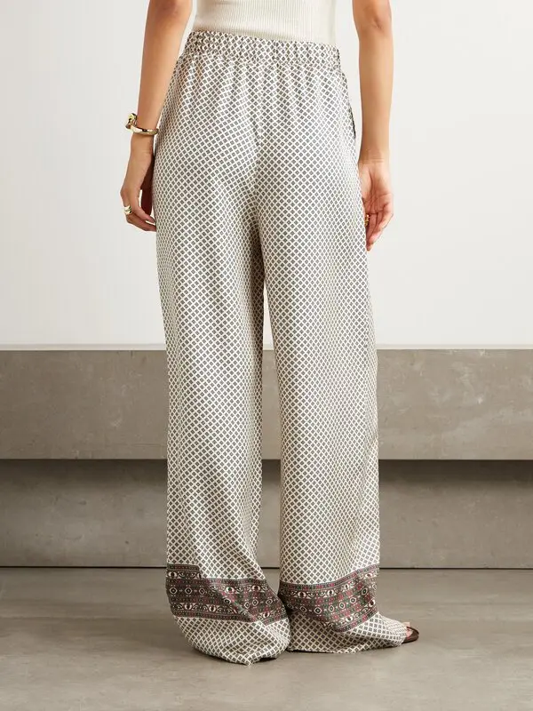 Loro Piana Valerio Printed Silk-twill Wide-leg Trousers