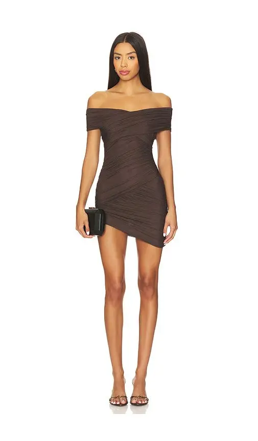 SEROYA Deniz Mesh Mini Dress - Brown