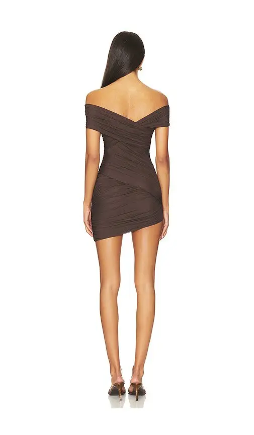 SEROYA Deniz Mesh Mini Dress - Brown