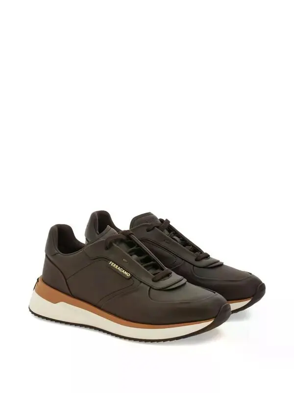 FERRAGAMO Calfskin Leather Sneakers - Brown