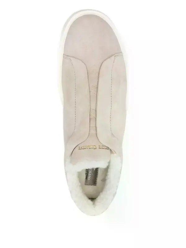 Officine Creative Suede Shearling Lined Slip-on Sneakers