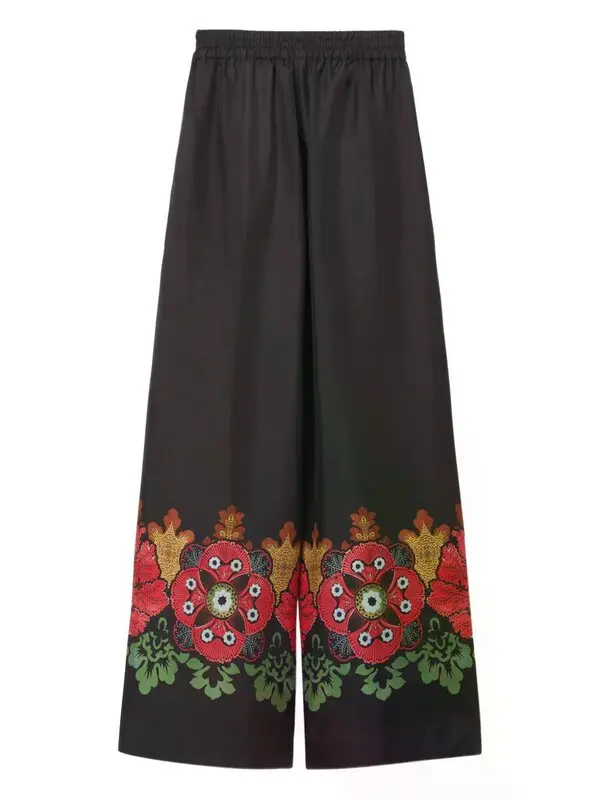 La DoubleJ Floral Print Silk Palazzo Pants