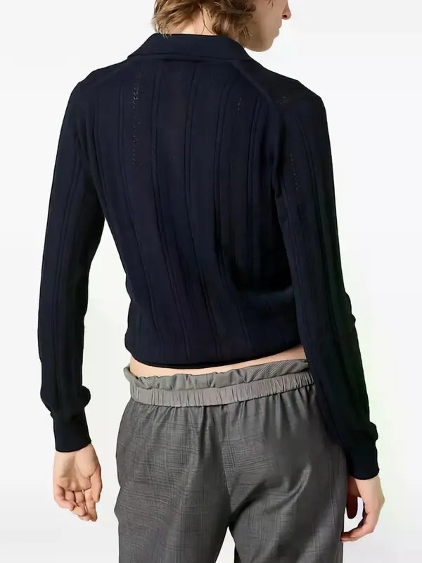 Miu Miu Cashmere Cardigan With Pointelle And Cable Knit - Blue