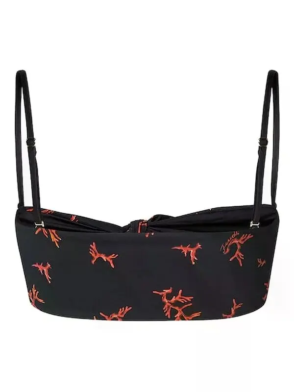 Fendi Coral Print Tie-front Bikini Top - Black