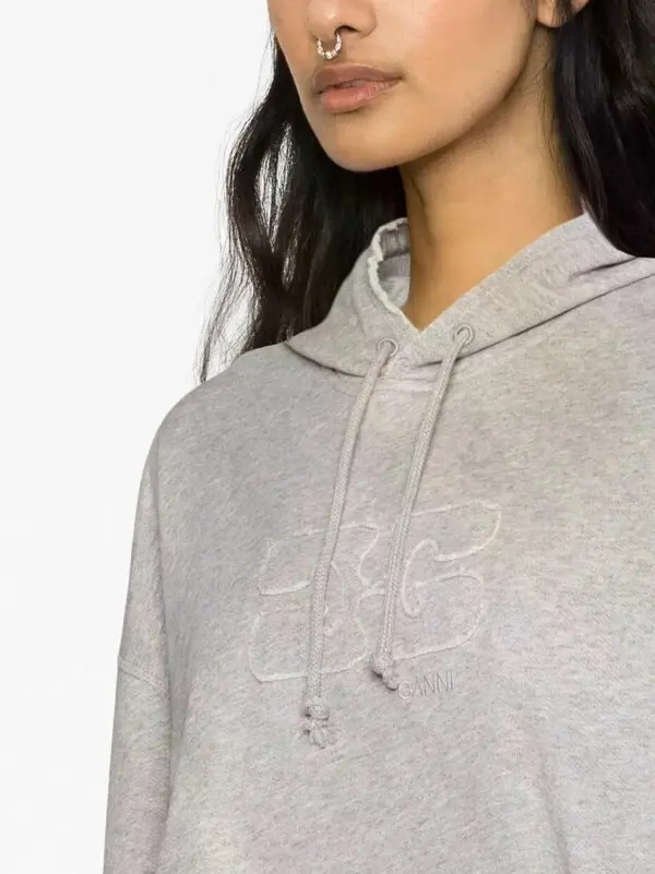 GANNI Logo-embossed Cropped Hoodie