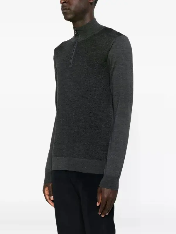 Corneliani Zip-front Textured Knit Sweater