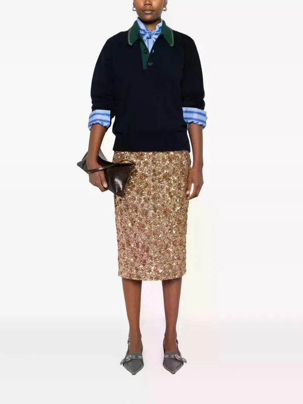N°21 Ribbed Polo Top With Button Detail
