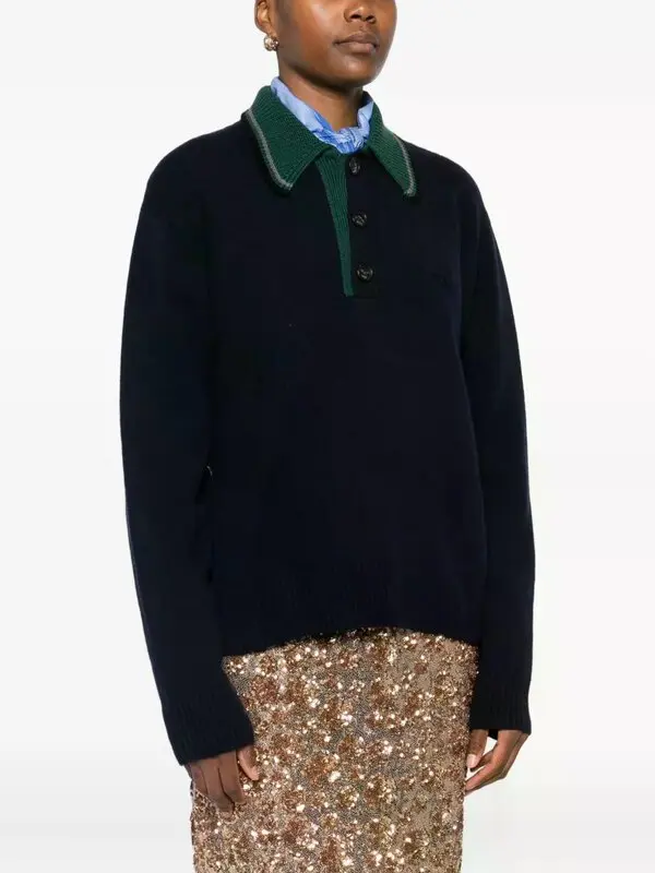 N°21 Ribbed Polo Top With Button Detail