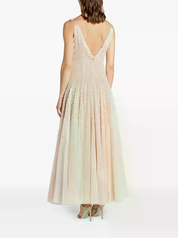 NEEDLE & THREAD Sequin Embellished V-neck Sleeveless Tulle Gown