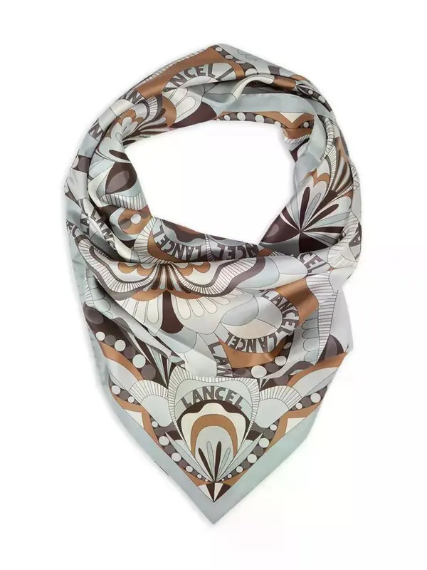 LANCEL Square 70 Floral-motif Silk Scarf - Grey