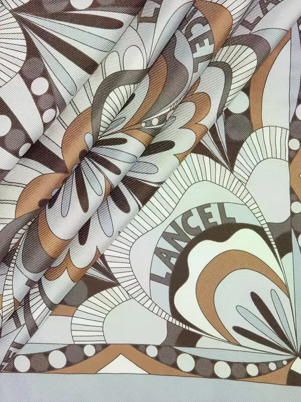 LANCEL Square 70 Floral-motif Silk Scarf - Grey