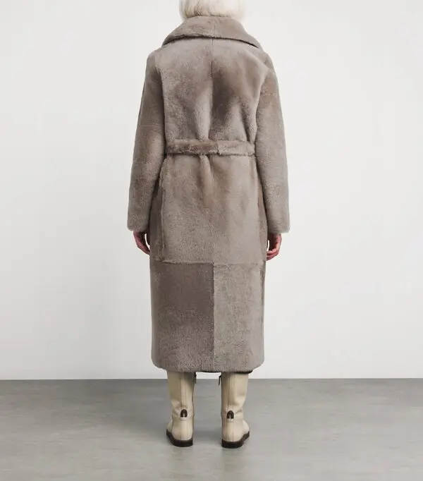 YVES SALOMON Lamb Fur Belted Coat