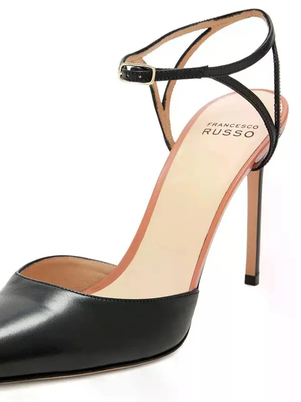 FRANCESCO RUSSO Leather Pointed-toe Stiletto Heel Ankle Strap Pumps