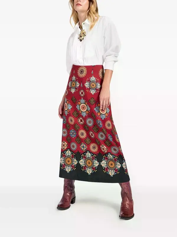 La DoubleJ Floral Print Midi Skirt