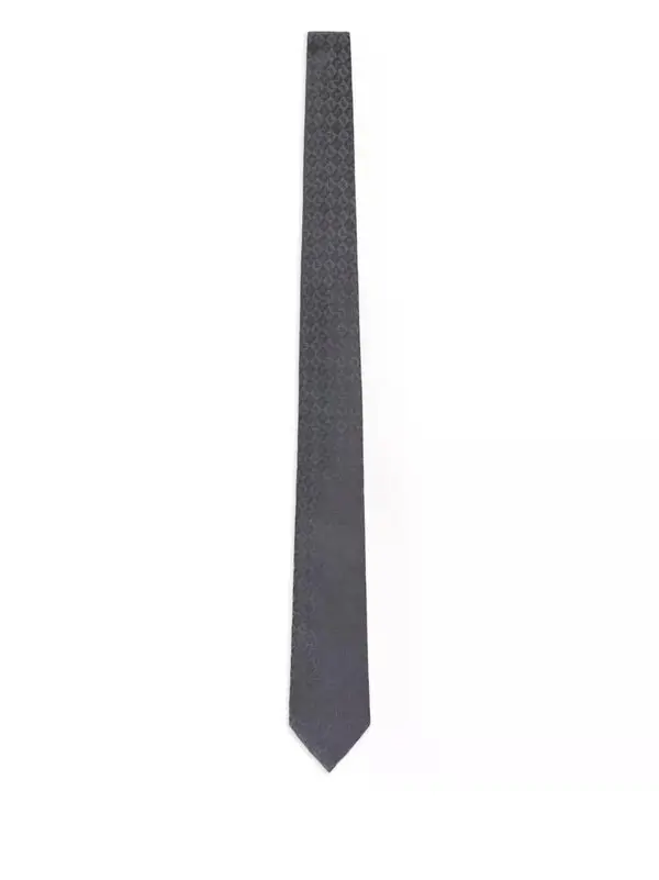 Emporio Armani Silk Logo Jacquard Neck Tie - Grey