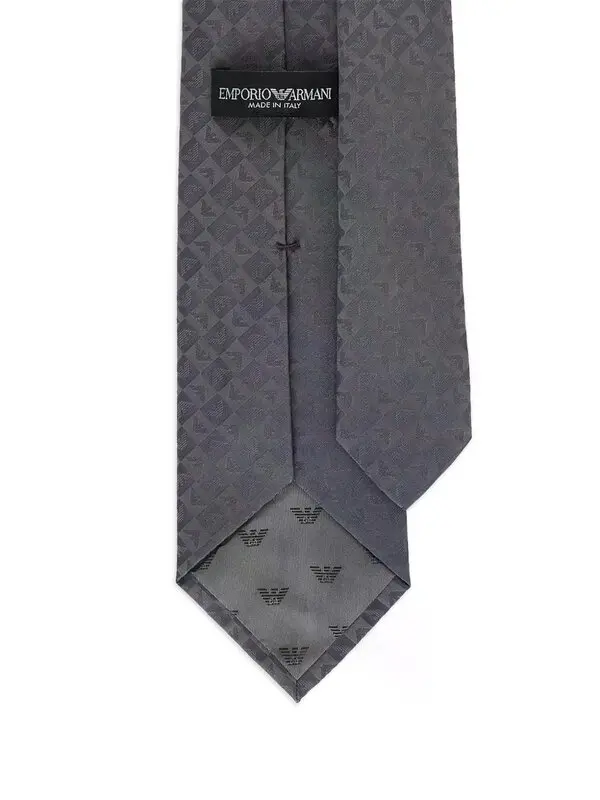 Emporio Armani Silk Logo Jacquard Neck Tie - Grey