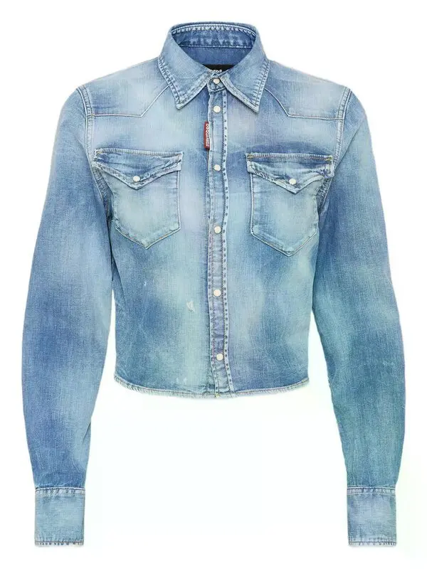 Dsquared2 Cropped Denim Shirt - Blue