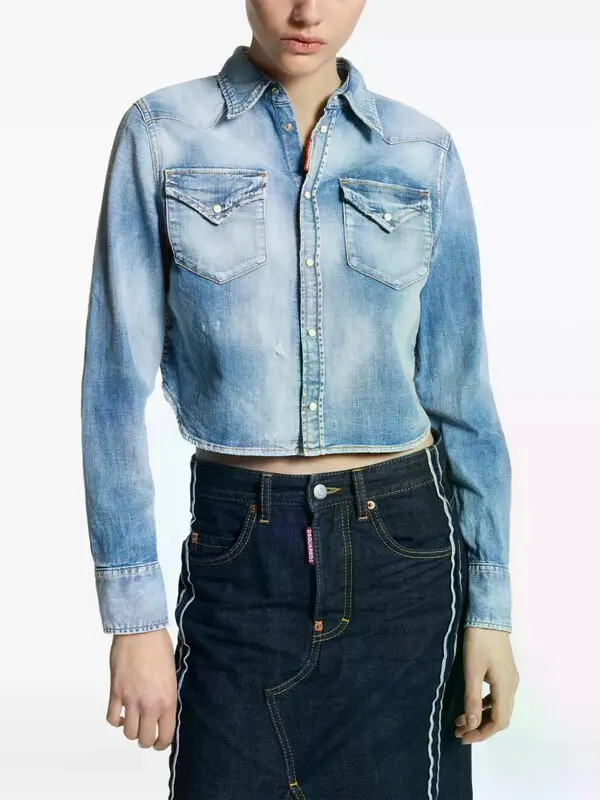 Dsquared2 Cropped Denim Shirt - Blue