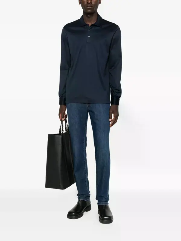 Corneliani Long-sleeve Polo Shirt - Black