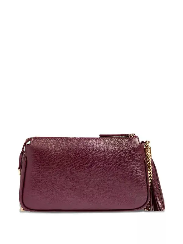 LANCEL Leather Pouch On Chain With Tassel - Red