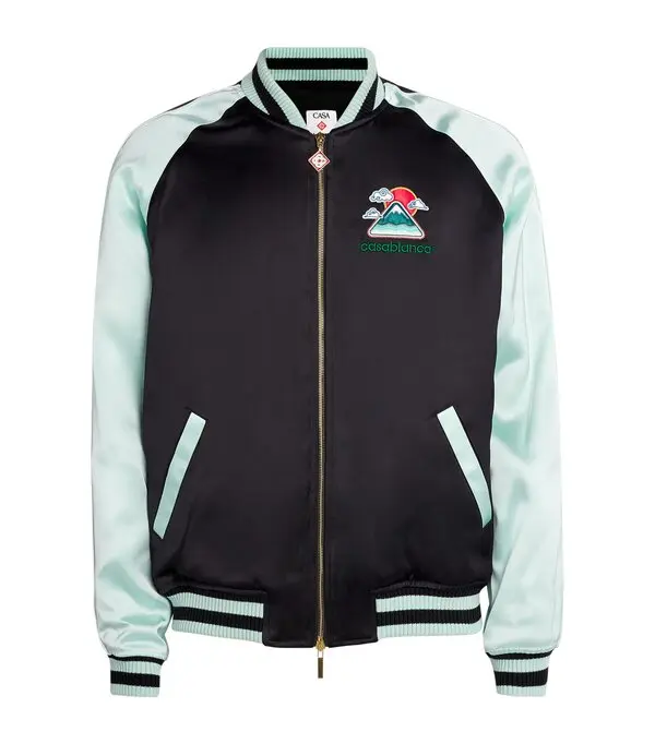Casablanca Satin Embroidered Bomber Jacket