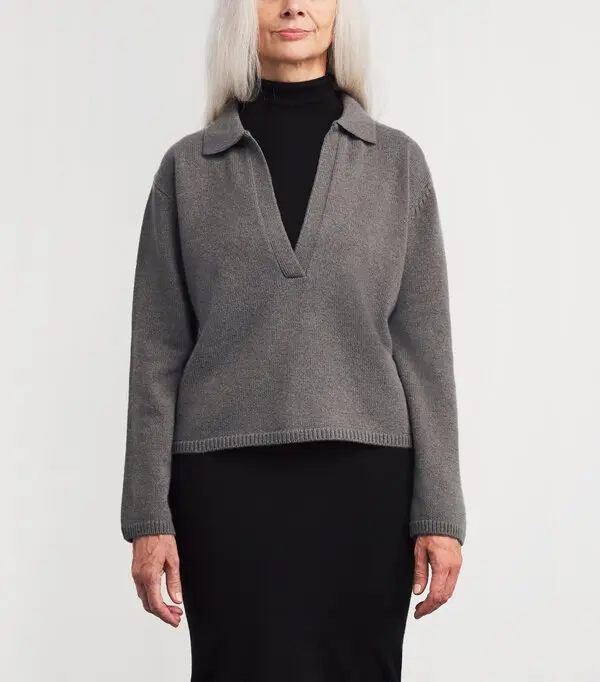 YVES SALOMON Wool-cashmere Polo Sweater