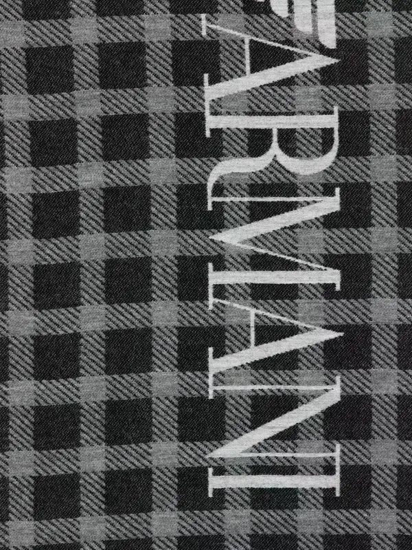 Emporio Armani Check-pattern Logo Scarf - Black