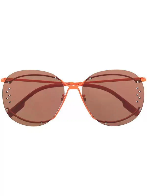 Kenzo Stud-embellished Round-frame Sunglasses - Orange