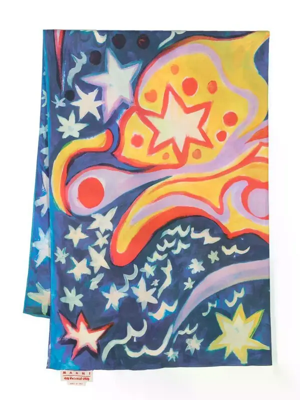 Marni Graphic-print Cotton Scarf - Blue