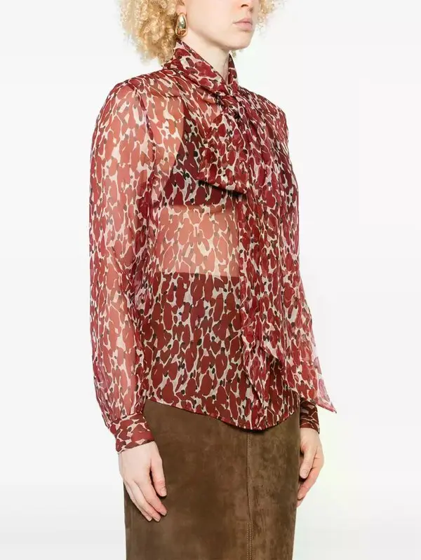 Saint Laurent Abstract Print Silk Blouse