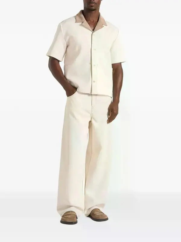 Manière De Voir Joel Suede-effect-collar Cream Twill Shirt