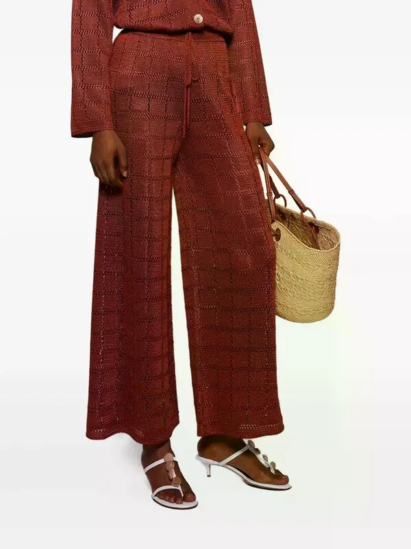 Calle Del Mar Clay Grid Pattern Knitted Trousers